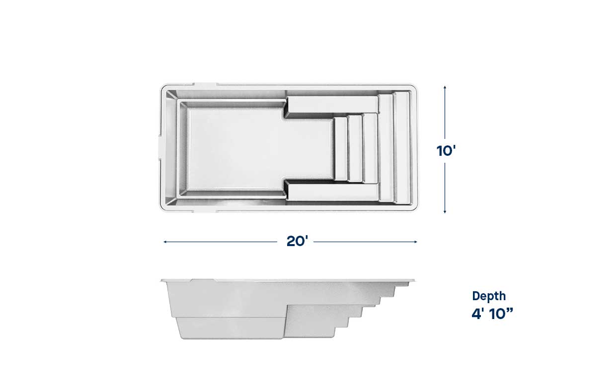 Milan 10.20 Rectangular Fiberglass Plunge Pool | Latham Pool